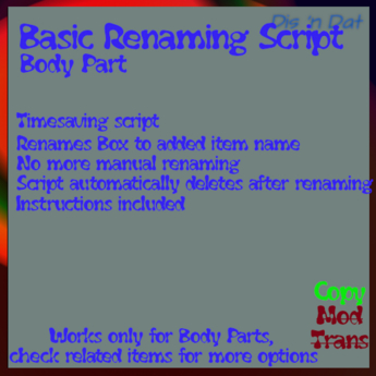 Second Life Marketplace - Basic Box Renaming Script Body Part